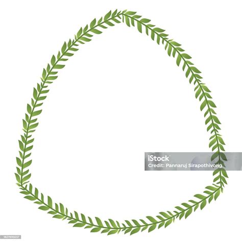 Bentuk Segitiga Lengkung Daun Hijau Bingkai Bunga Karangan Bunga Daun Hijau Bingkai Vektor