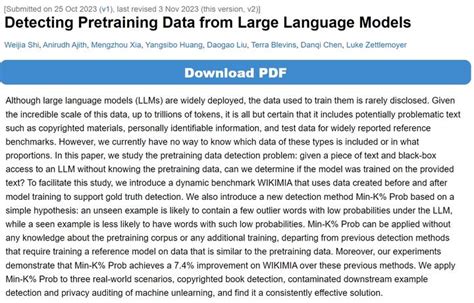 Detecting Pretraining Data From Large Language Models 知乎