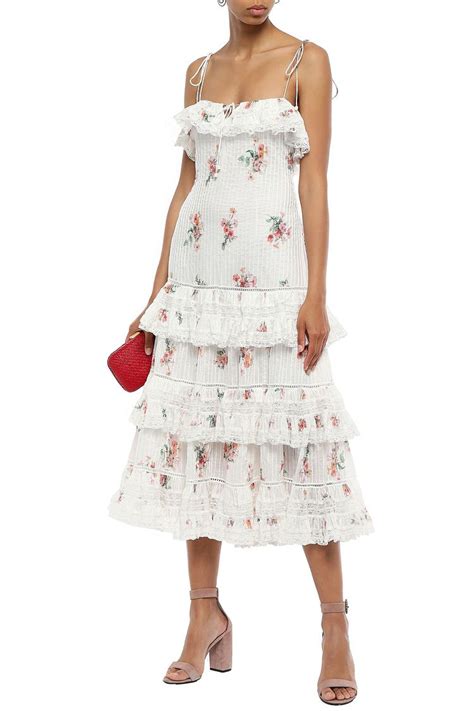 Zimmermann Tiered Floral Print Cotton Gauze Midi Dress The Outnet