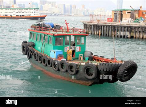 Old Boat In The Hong Kong Harbor Stock Photo Alamy