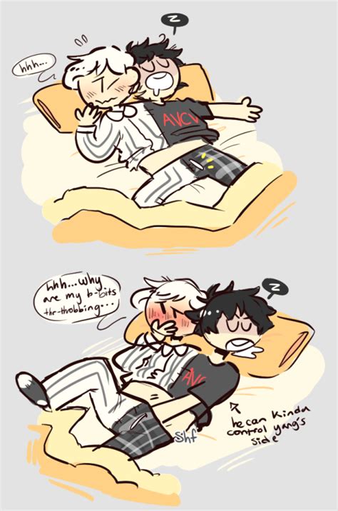 Rule 34 2boys Bed Black Hair Blush Conjoined Dialogue Drooling