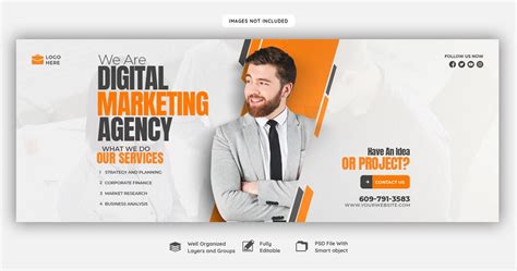 디지털 마케팅 대행사 및 기업 페이스북 표지 템플릿 무료 Psd 파일