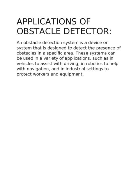 Obstacle Detector 2 Applications Of Obstacle Detector An Obstacle