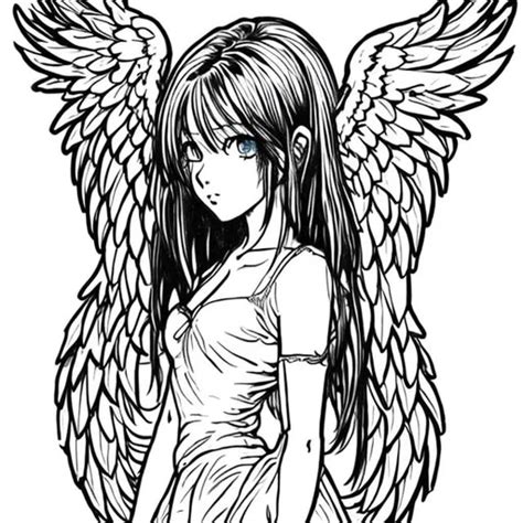 White Anime Girl With Wings Drawings