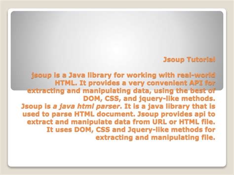 Jsoup Tutorial Ppt