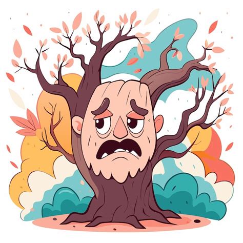 Premium Vector A Tree With A Sad Face And A Sad Face On It