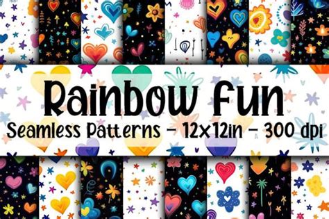 Rainbow Fun Seamless Patterns Graphic By Oldmarketdesigns · Creative