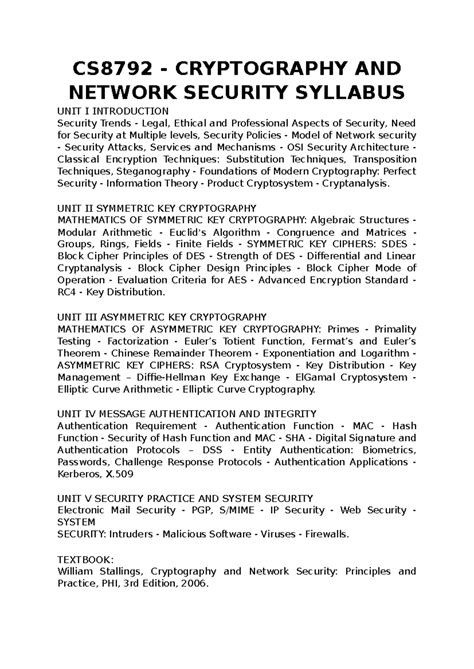 Cs8792 Unit Ii Symmetric Key Cryptography Mathematics Of Symmetric Key Cryptography Algebraic