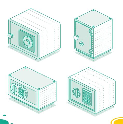 Premium Vector Collection Of Isometric Safes Outline Object Isolated On White Background Icon