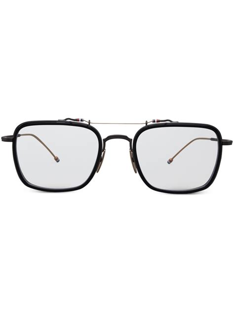 Thom Browne Eyewear Rectangular Frame Glasses Black Farfetch
