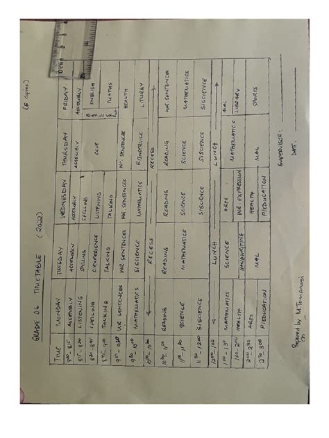 Upper Primary Time Table Pdf