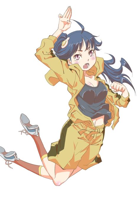 Safebooru Ahoge Araragi Karen Asymmetrical Hair Black Hair Blue Hair