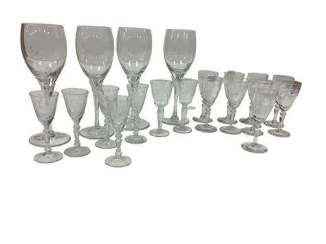 Lot Etched Stemware