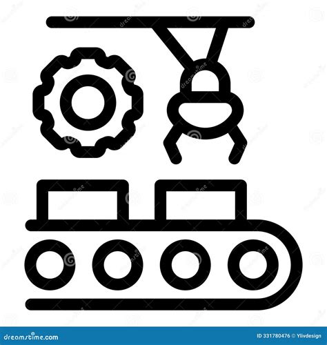 Robotic Arm Moving Gear On Assembly Line Icon Stock Vector