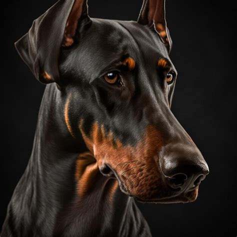 Premium Photo Ravishing Studio Portrait Doberman Dog On Black