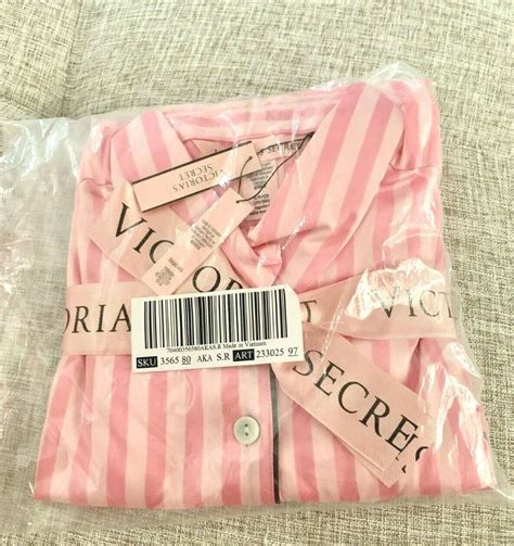 90 Victoria Secret Satin Afterhours Pajama Pj Set Pink Iconic Stripe S