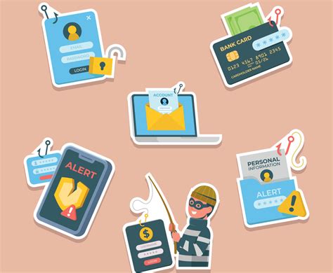 Set Of Phishing Data Sticker Vector Art And Graphics
