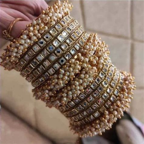 Bangle Set Brass Kundan Bangles With Gajra Kada At 399 Piece In