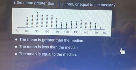 Is The Mean Greater Than Less Than Or Equal To The Median The Mean Is Greater Than The