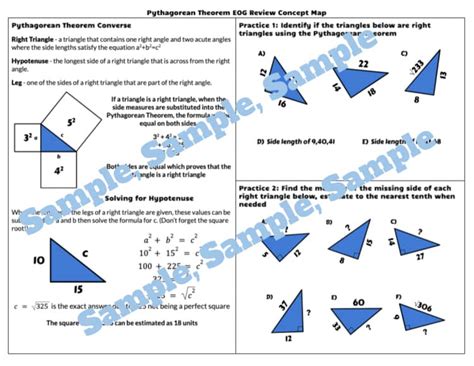 Nc Eog Math 8 Pythagorean Theorem Review Concept Map By Meekey Educational