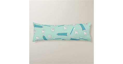Cute Tooth Teal Mint Toothpaste Toothbrush Pattern Body Pillow Zazzle
