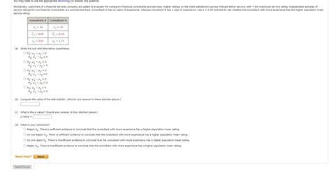 Solved Service Rating A State The Null And Alternative Chegg Com