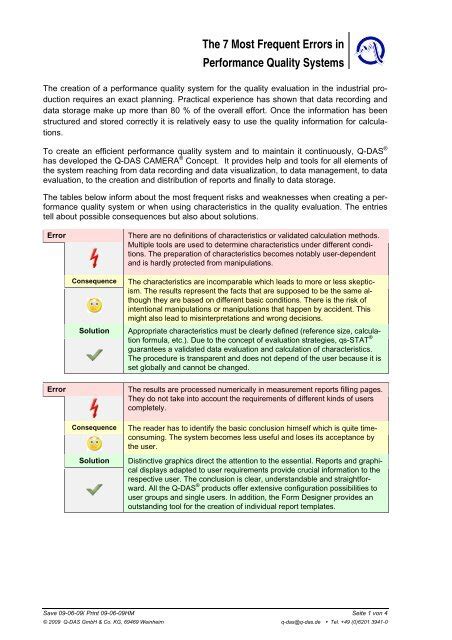 The 7 Most Frequent Errors In Performance Quality Systems Q Das
