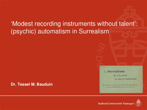 Pdf Tessel M Bauduin ‘ Modest Recording Instruments Psychic Automatism In Early Surrealism