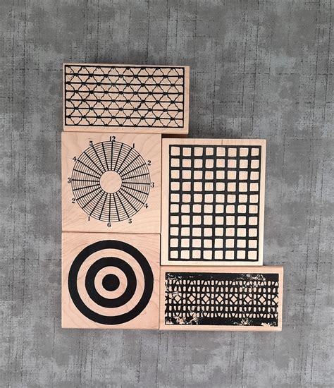 No1 Assorted Pattern And Texture Wood Mounted Rubber Stamps For Adding