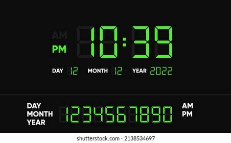 Digital Clock Set Electronic Green Led Stock Vector Royalty Free Shutterstock