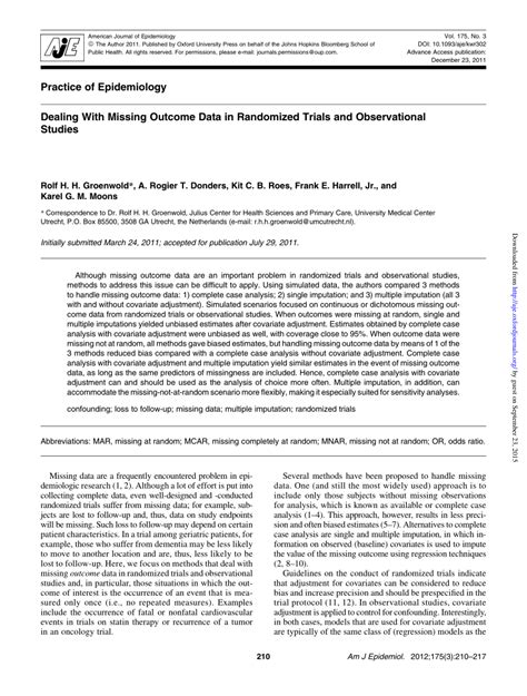 Pdf Dealing With Missing Outcome Data In Randomized Trials And