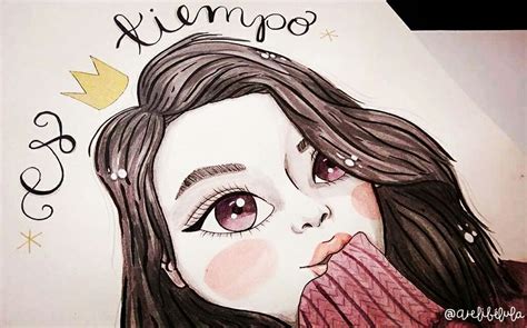 Ilustración De Una Chica Con Acuarelas Y Grafito Con