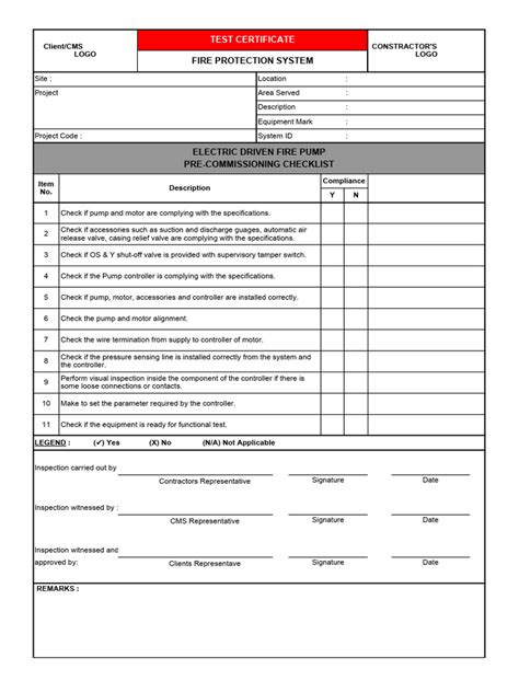 Test Forms Water Based Fire Suppression System Pdf Pump Pipe