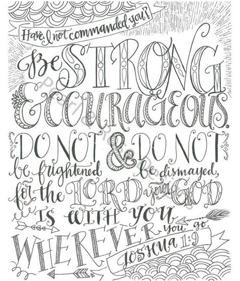 Joshua 1 9 Be Strong And Courageous Bible Verse Printable Hand Drawn