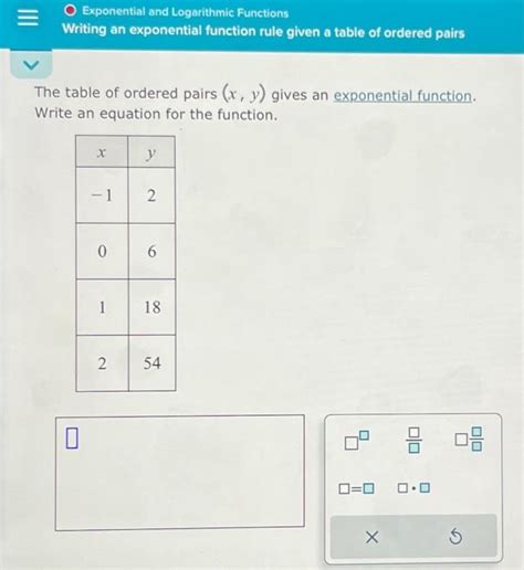 Solved The Table Of Ordered Pairs X Y Gives An Exponential Chegg