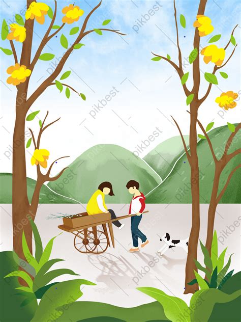 Spring Drawing Background Backgrounds PSD Free Download Pikbest