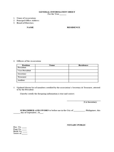 General Info Sheet For Dhsud Report Pdf
