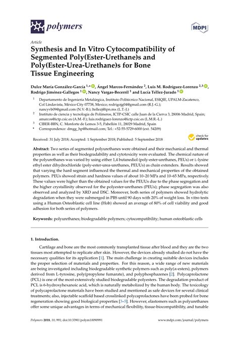 [pdf] Synthesis And In Vitro Cytocompatibility Of Segmented Poly