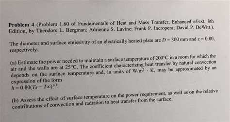 Solved Problem 4 Problem 1 60 Of Fundamentals Of Heat And Chegg