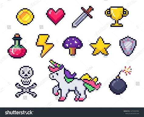 Pixel Game Items Retro Bit Stock Illustration Shutterstock