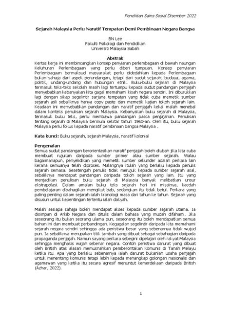 Sejarah Malaysia Perlu Naratif Tempatan Pdf