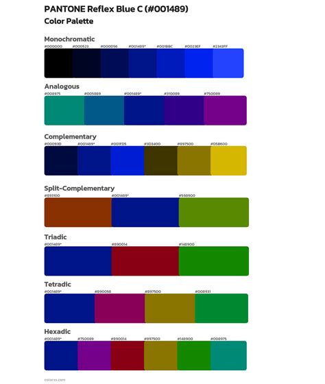 Pantone Reflex Blue C Color Palettes