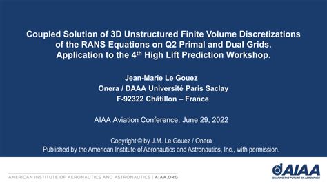 Pdf Coupled Solution Of 3d Unstructured Finite Volume Discretizations