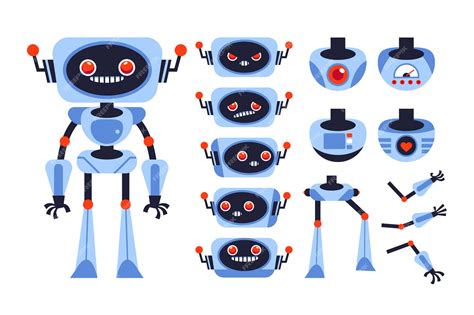 Premium Vector Robot Character Constructor Set Illustration