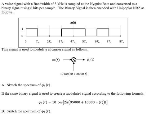 Solved A Voice Signal With A Bandwidth Of 3 Khz Is Sampled