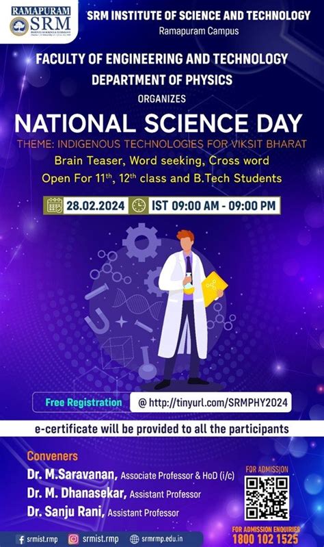 National Science Day Srm Ramapuram Srmist Ramapuram
