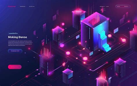 Isometric Landing Page For Data Classification System Of Electronic