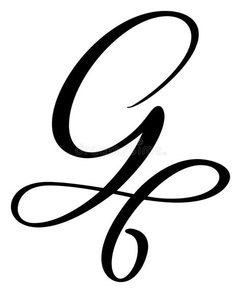 Vector Calligraphy Hand Drawn Letter G Logo Script Font Stock Vector