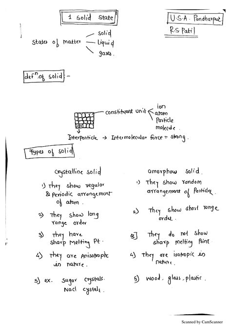 Solution 1 Solid State Handwritten Notes Studypool