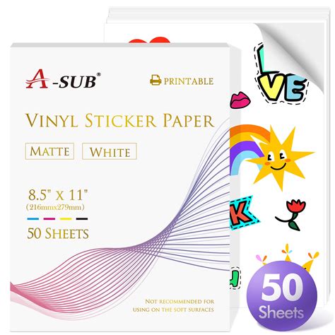 A Sub Waterproof Matte Vinyl Sticker Paper For Inkjet Printer 50 Sheet